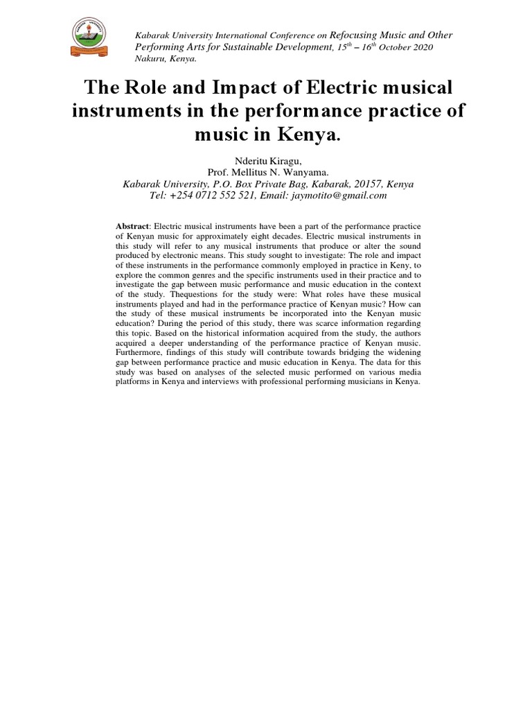 The Role and Impact of Electric Musical Instruments in The Performance ...