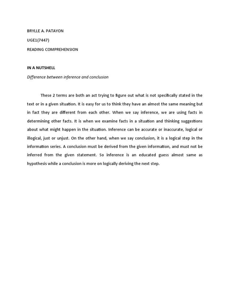 Inference vs. Conclusion Explained | PDF | Self-Improvement | Science ...