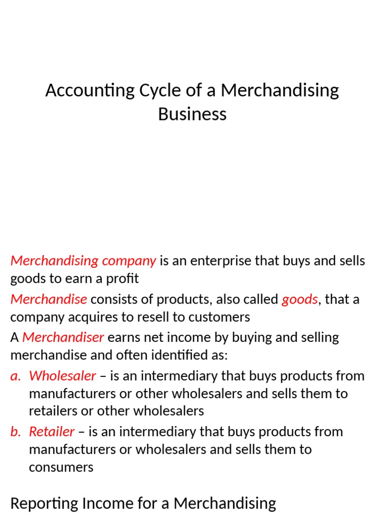 Merchandising Business Accounting Cycle | PDF | Debits And Credits ...