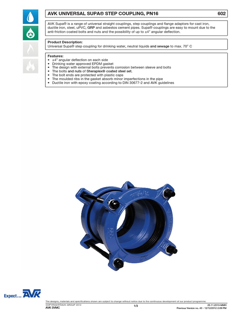 Avk Universal Supa® Step Coupling, Pn16 602: Product Description | PDF ...