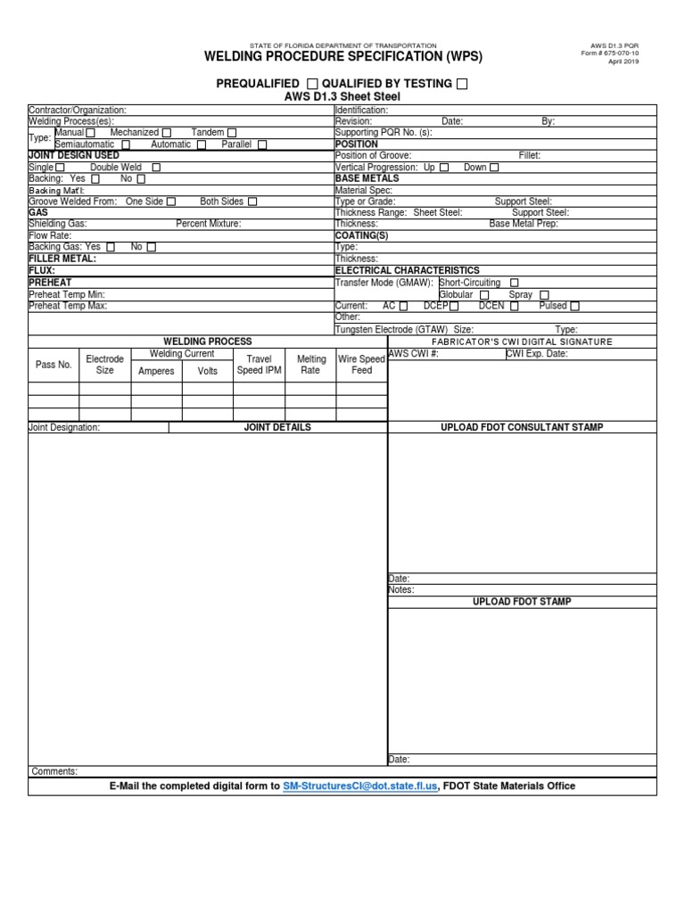 Welding Procedure Specification (WPS) : Prequalified Qualified by ...