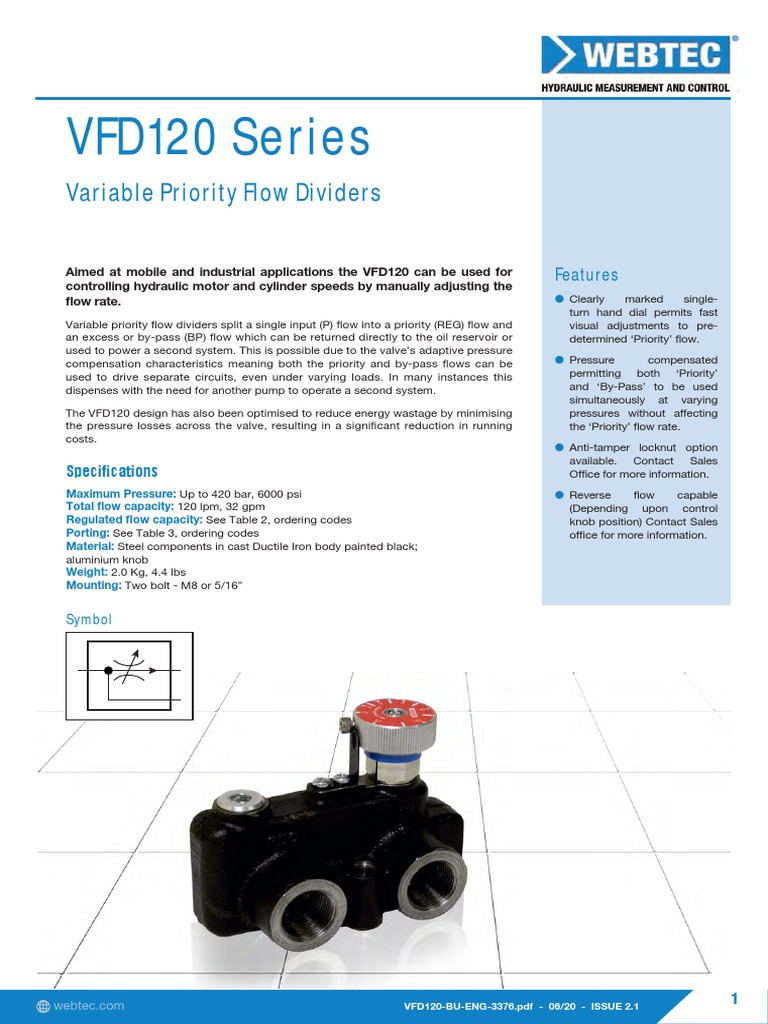 VFD120 Series: Variable Priority Flow Dividers | PDF | Manufactured ...