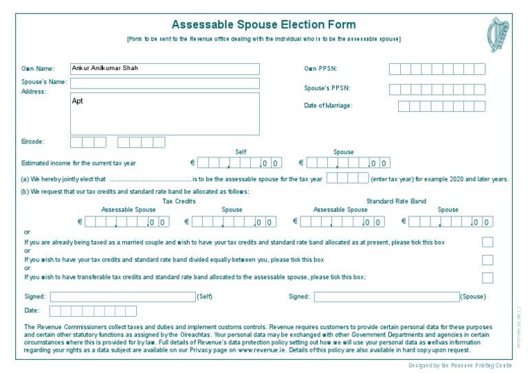 Assessable Spouse Election Form: Ddmmyyyy | PDF | Tax Credit | Taxes