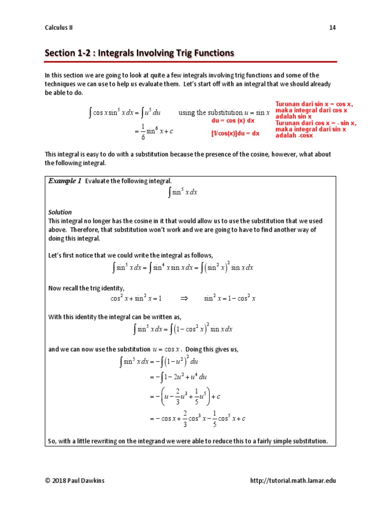 Materi 2 - Integral Trig Function+Tugas 2 | PDF | Trigonometric Functions | Sine