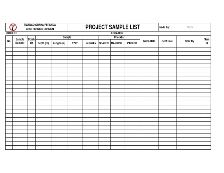 Project Sample List: Tigenco Graha Persada Geotechnics Division | PDF