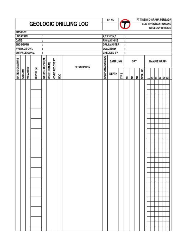 Geologic Drilling Log Form | PDF | Science | Geology