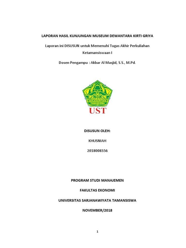 Laporan Hasil Kunjungan Museum Dewantara Kirti Griya | PDF