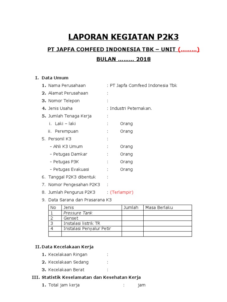 Laporan Kegiatan P2K3 | PDF