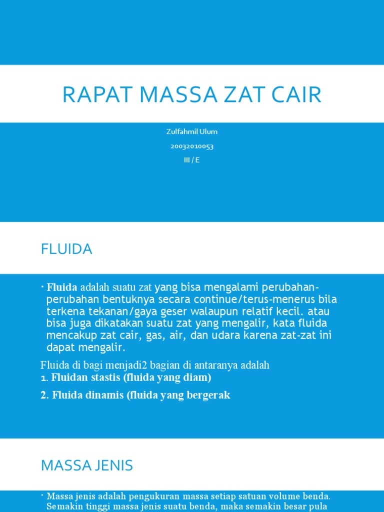 Rapat Massa Zat Cair | PDF