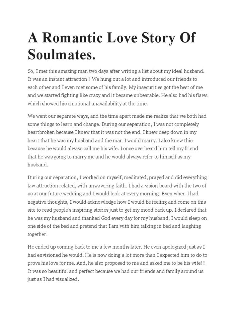 A Romantic Love Story of Soulmates | PDF