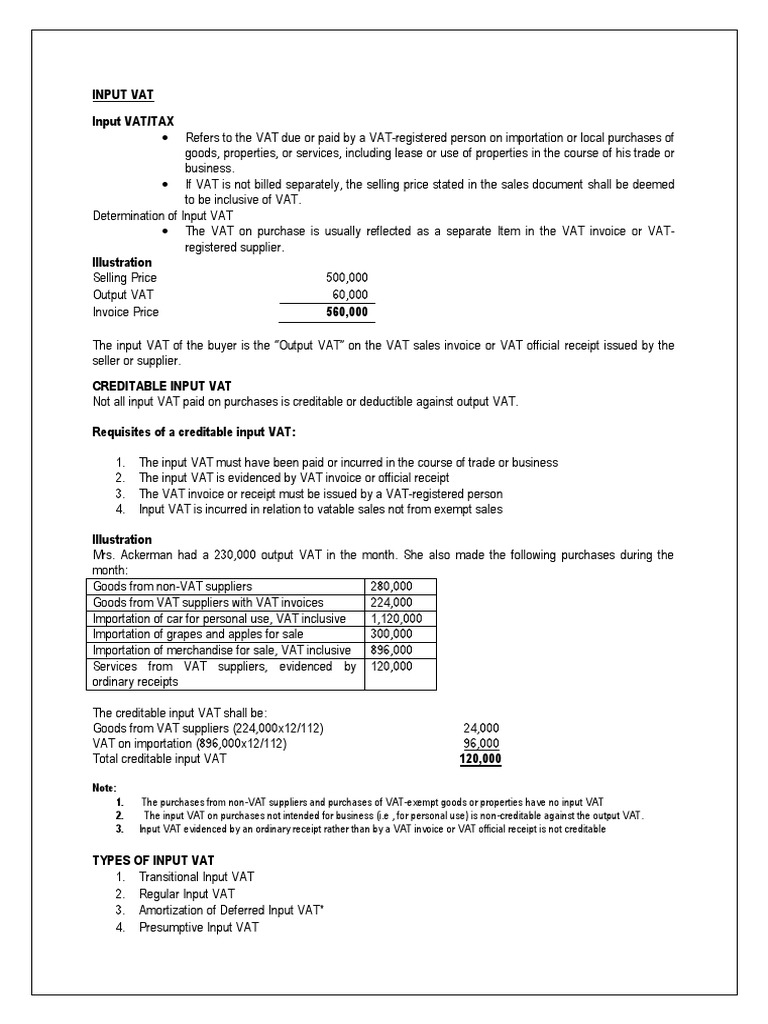 Chapter 9 Input Vat | PDF | Value Added Tax | Invoice