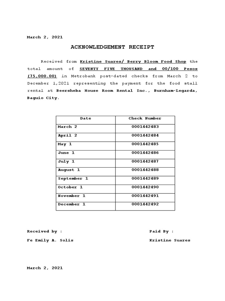 Acknowledgement Receipt | PDF