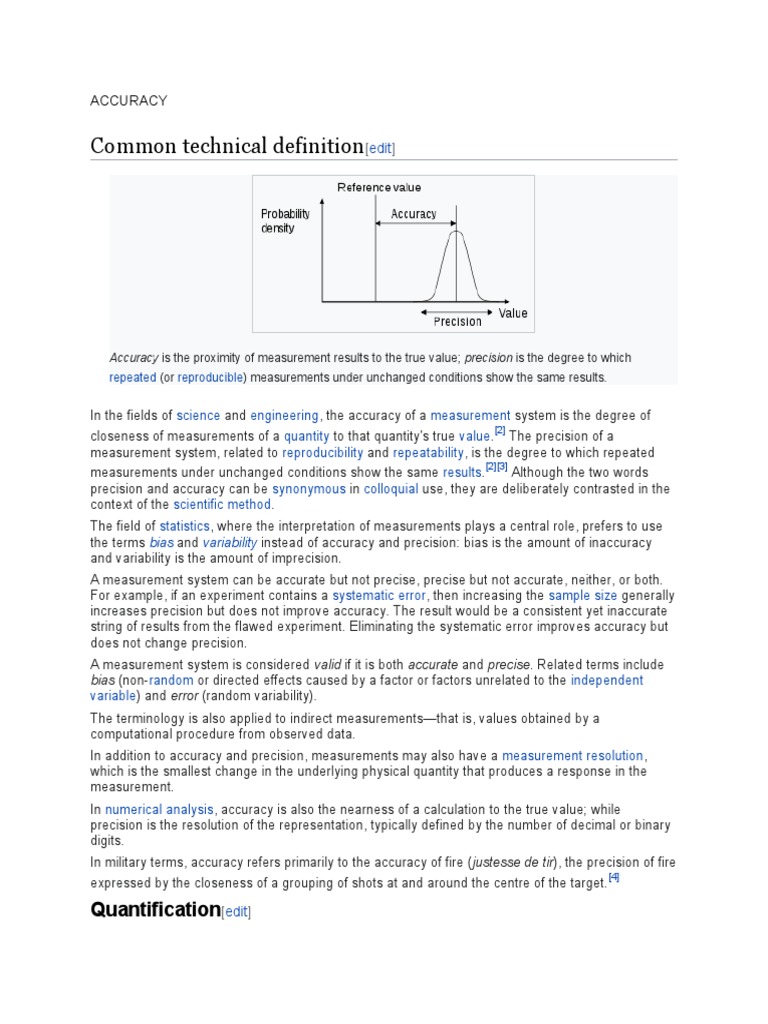 Common Technical Definition: Quantification | PDF | Accuracy And ...