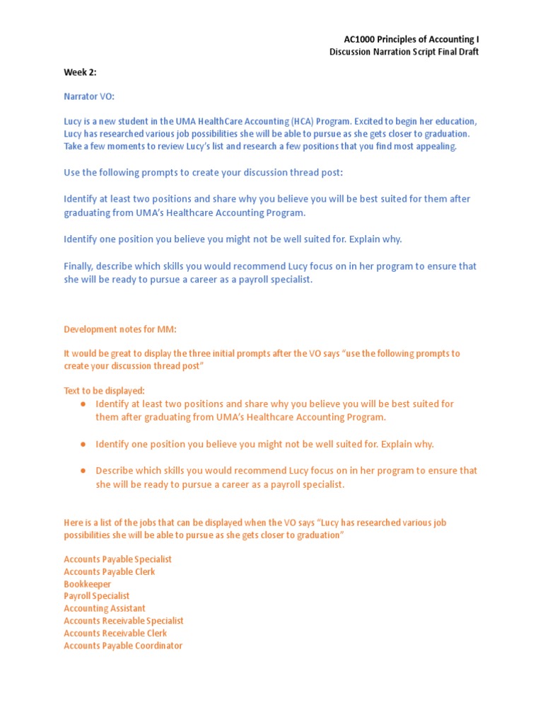 Ac1000 Discussion Script Final Draft | PDF | Debits And Credits | Payroll