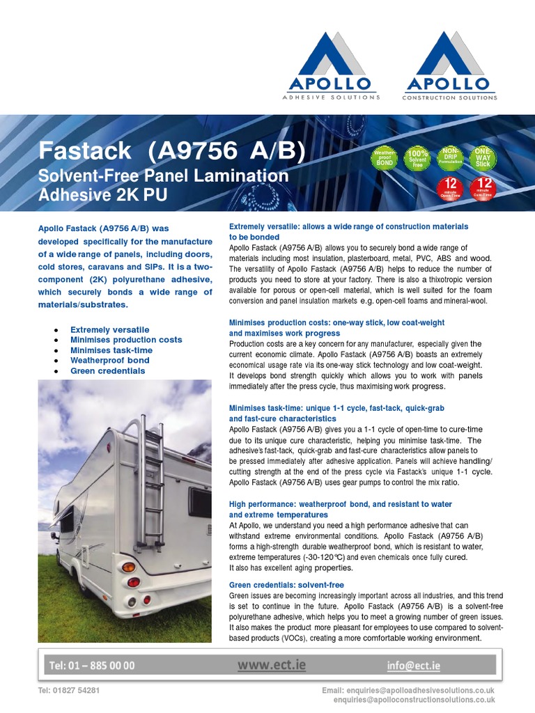 Fastack (A9756 A/B) : Solvent-Free Panel Lamination Adhesive 2K PU ...