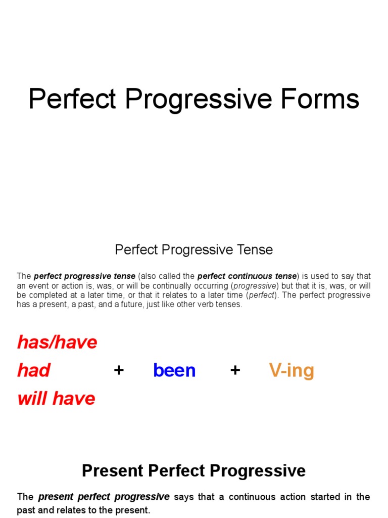 Understanding Perfect Progressive Tense | PDF | Grammatical Tense ...