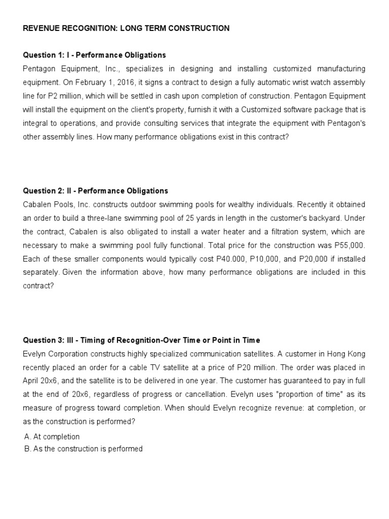 Revenue Recognition: Long Term Construction | PDF