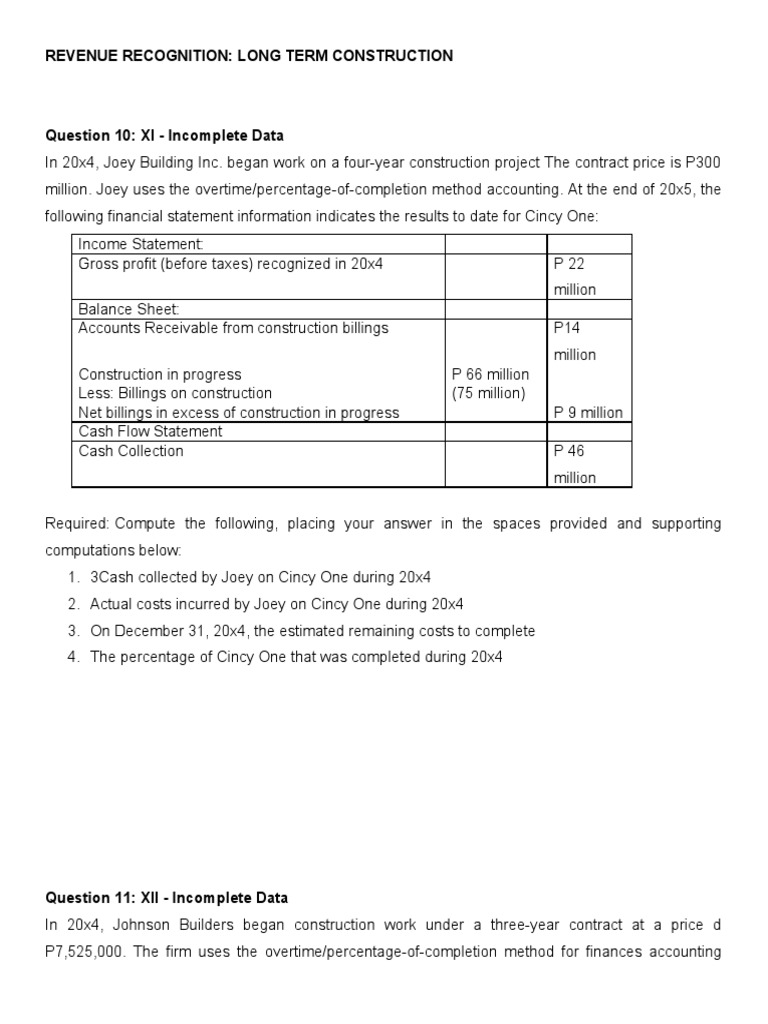 Revenue Recognition: Long Term Construction | PDF | Government Finances ...
