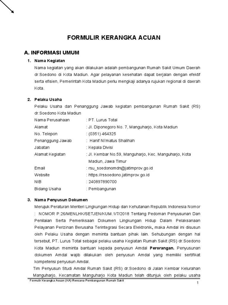 Rencana Pembangunan RS dr. Soedono Madiun | PDF