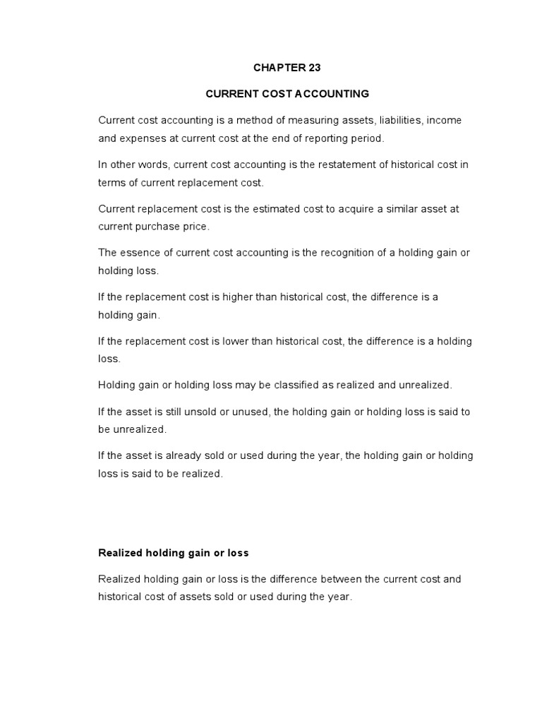 Current Cost Accounting | PDF | Historical Cost | Retained Earnings