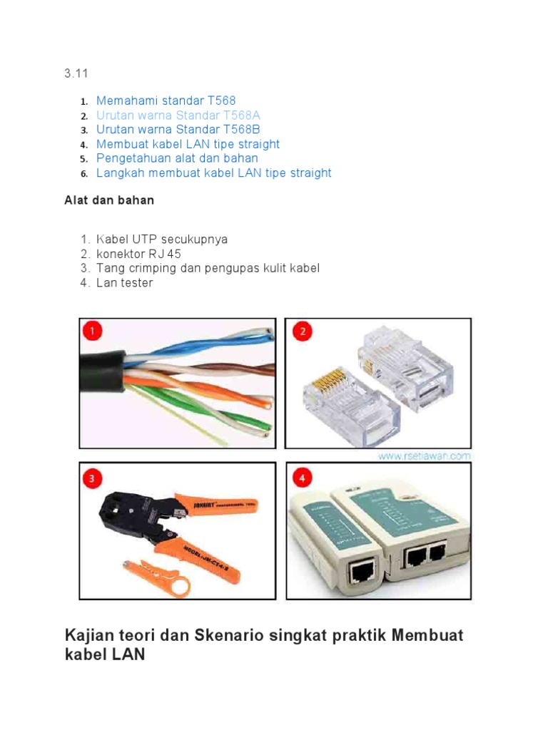 Membuat Kabel LAN Straight Menggunakan Standar T568B | PDF