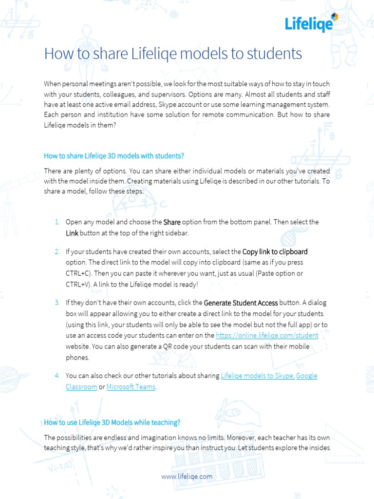 How To Share Lifeliqe 3D Models With Students? | PDF | Software | Computing