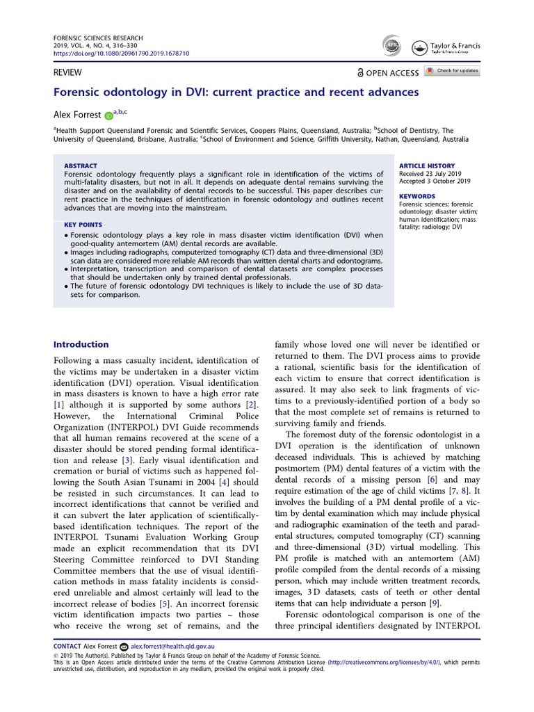 Forensic Odontology in DVI Current Practice and Recent Advances | PDF ...