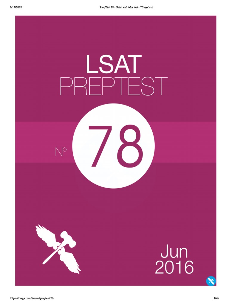 PrepTest 78 - Print and Take Test - 7sage Lsat | PDF | Legal ...