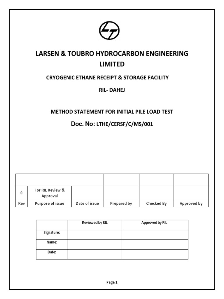 Initial Pile Load Test Method Statement | PDF | Deep Foundation ...