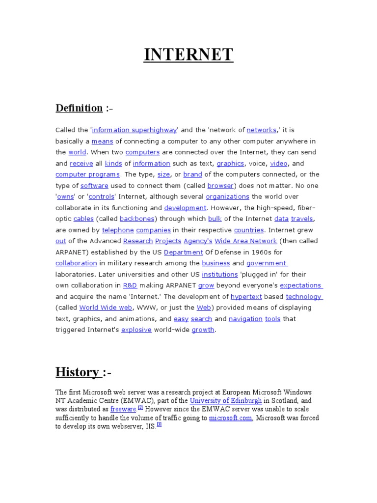 Internet: Defini Tion | PDF | Internet Information Services | Microsoft ...