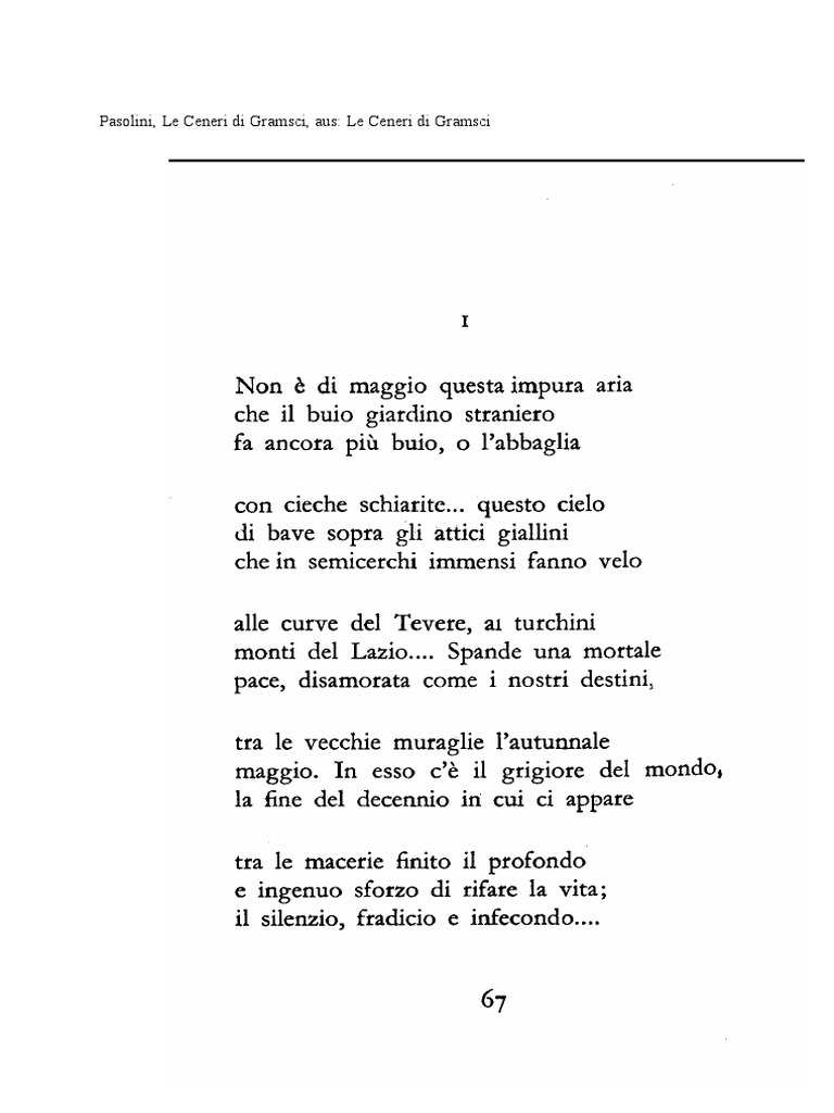 Pasolini Le Ceneri Di Gramsci | PDF