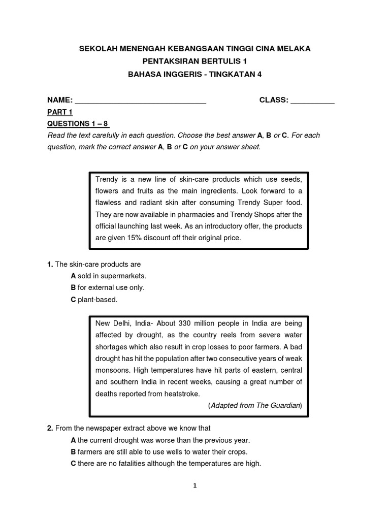 Form 4 Exam 2021 | PDF | Foods | Wellness