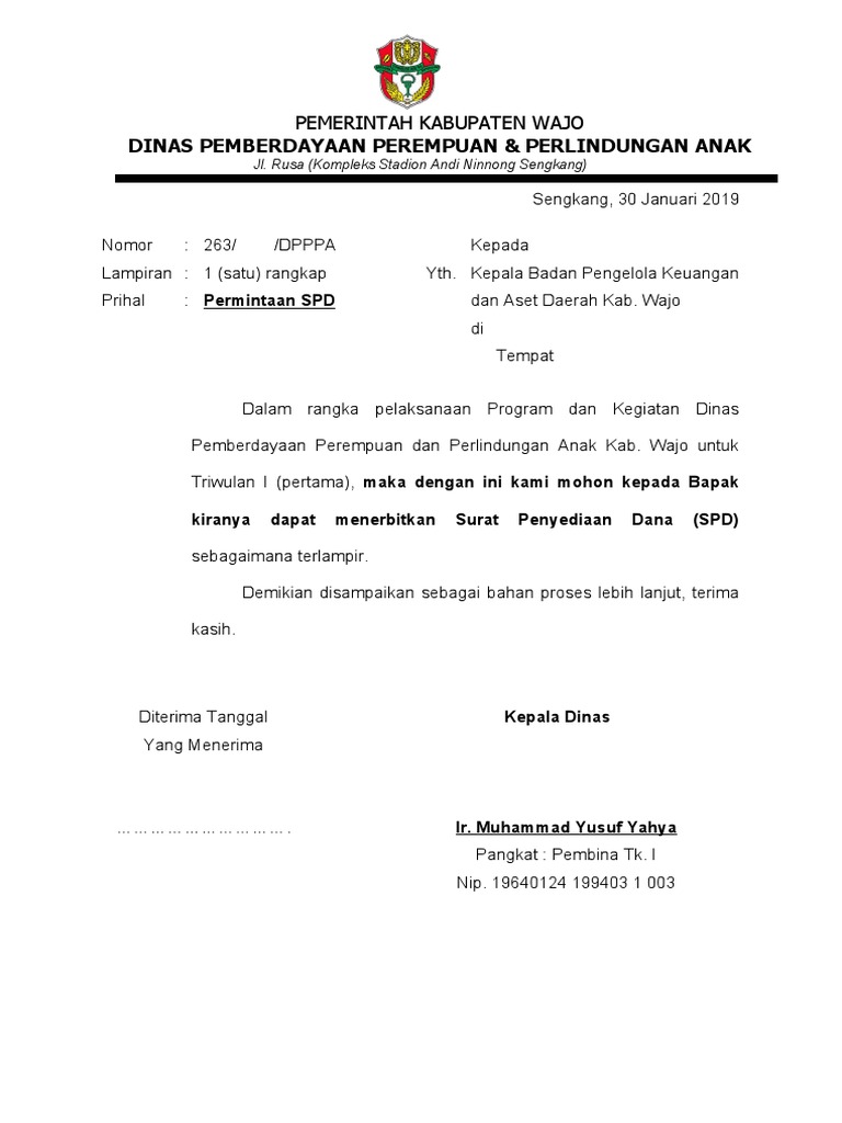 Surat Permintaan SPD | PDF