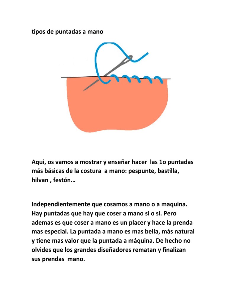 10 Tipos de Puntadas A Mano Que Te Seran Muy Util | PDF | Hogar, jardinería y bricolaje