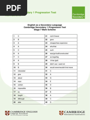 Cambridge Primary Progression Test English As A Second, 56% OFF