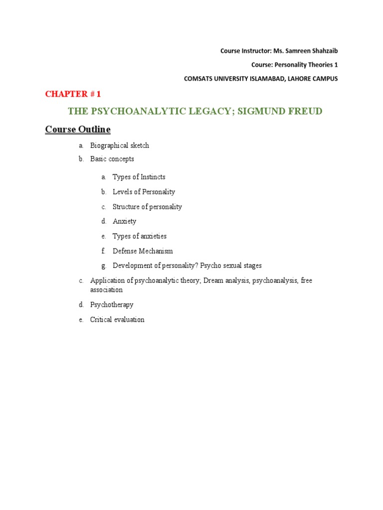 The Psychoanalytic Legacy Sigmund Freud | PDF | Id | Sigmund Freud