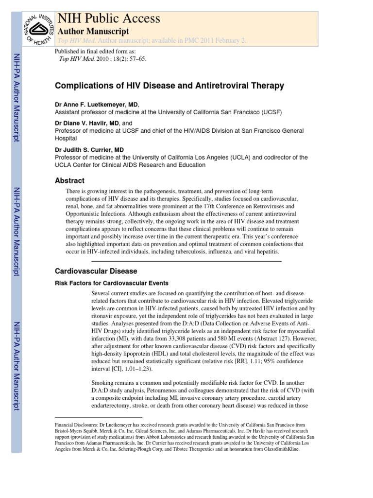 Komplikasi Hiv | Download Free PDF | Cardiovascular Diseases | Tuberculosis