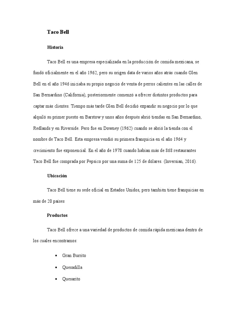 Historia Taco Bell | PDF