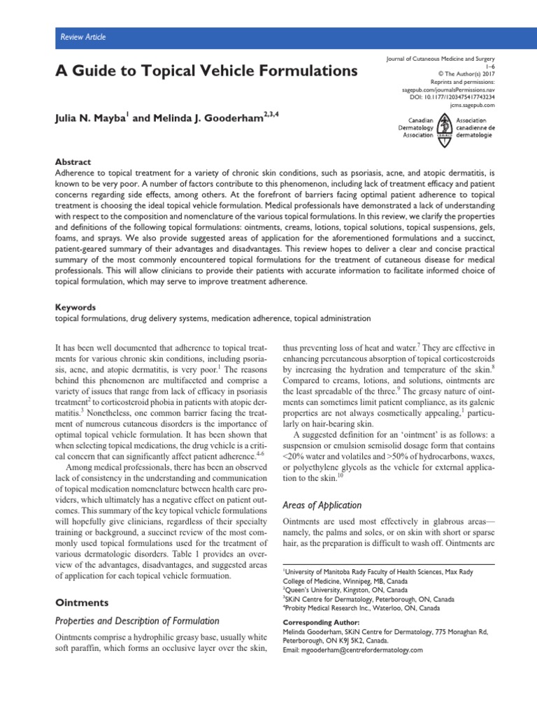 A Guide To Topical Vehicle Formulations | PDF | Topical Medication ...
