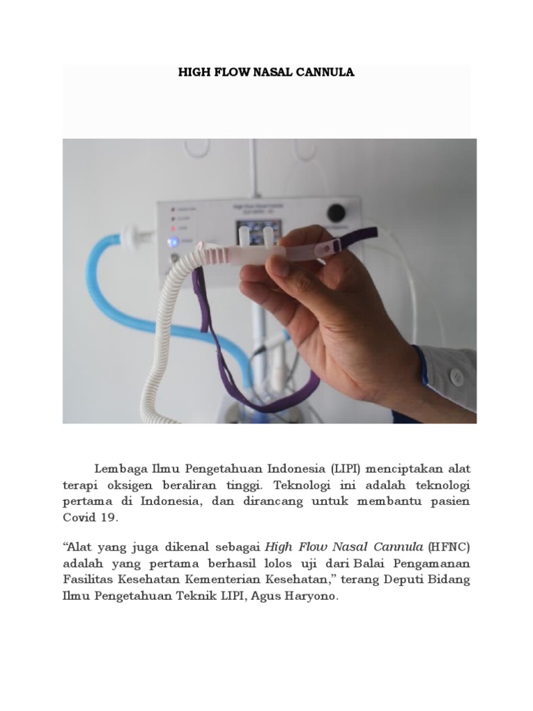 High Flow Nasal Cannula | PDF