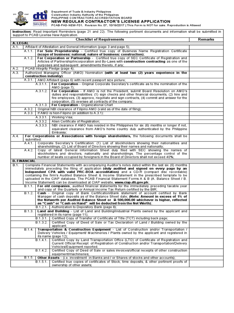 New Contractor's License Application Form - 101920172 | PDF | Receipt ...