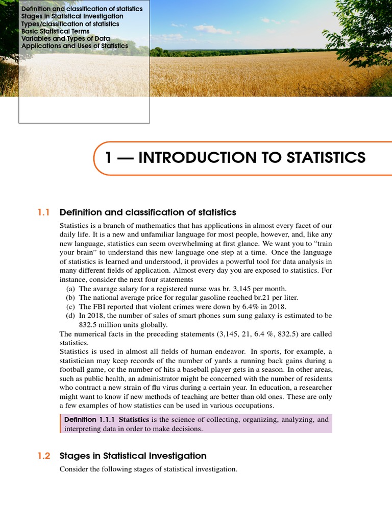 Introduction To Statistics - Lecture Note RC-1 | PDF | Level Of Measurement | Statistics
