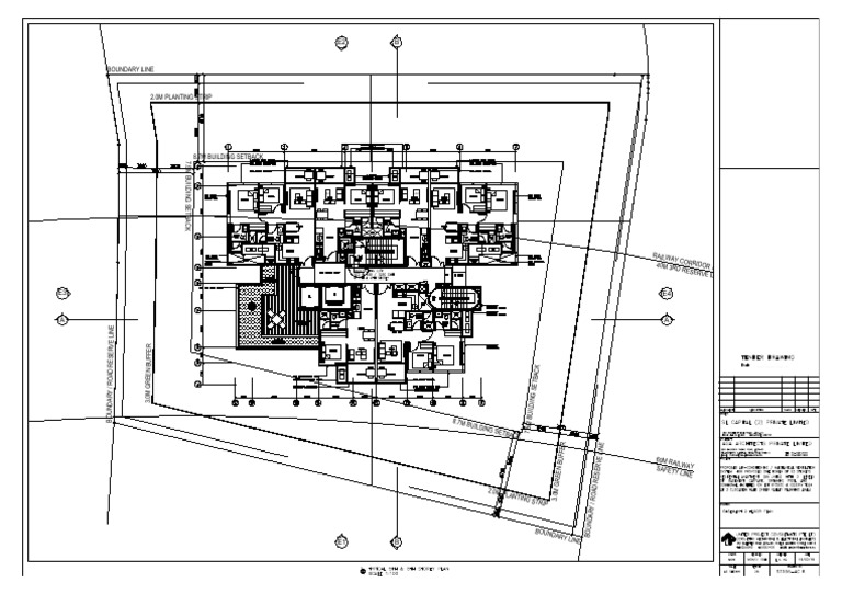 Site Plan Layout for a Commercial Building Showing Setbacks, Buffers ...