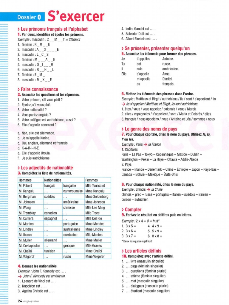 Ejercicios de La Página 24 Del Libro Alter Ego A1 | PDF