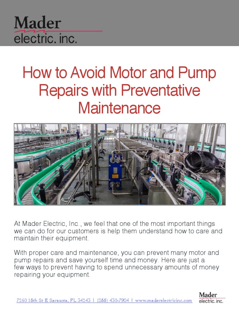 Preventive Maintenance for Motors & Pumps | PDF | Electric Motor | Pump
