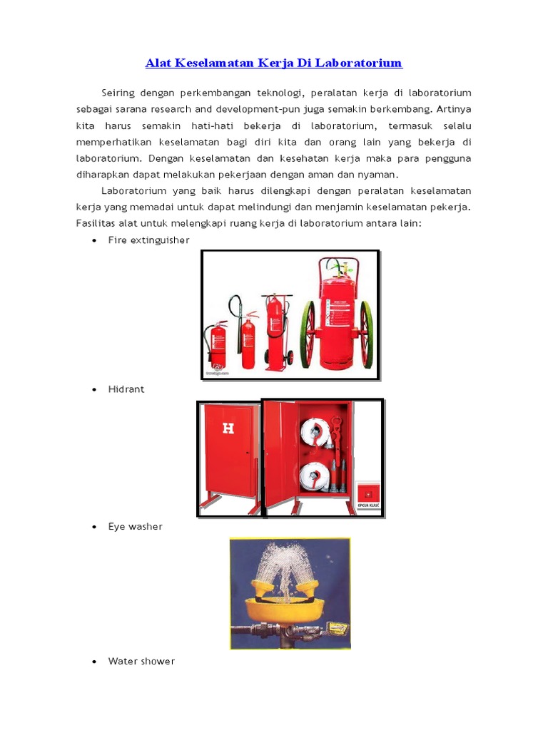 Alat Keselamatan Kerja Di Laboratorium | PDF