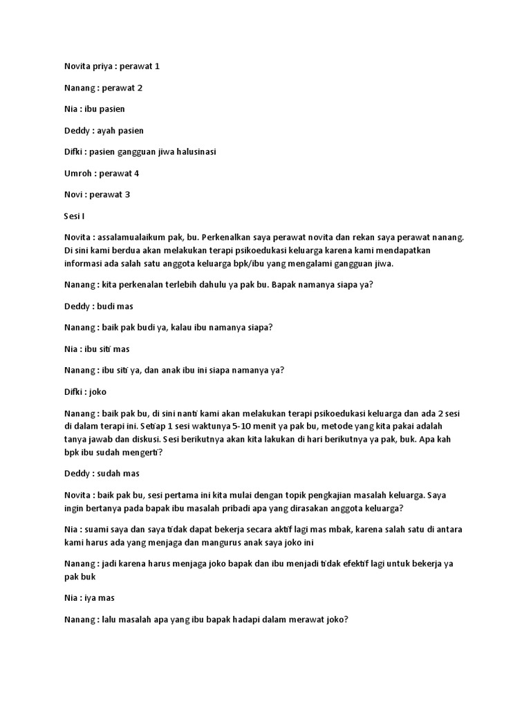 Role Play Terapi Keluarga | PDF | Pengembangan Diri | Kesehatan Holistik