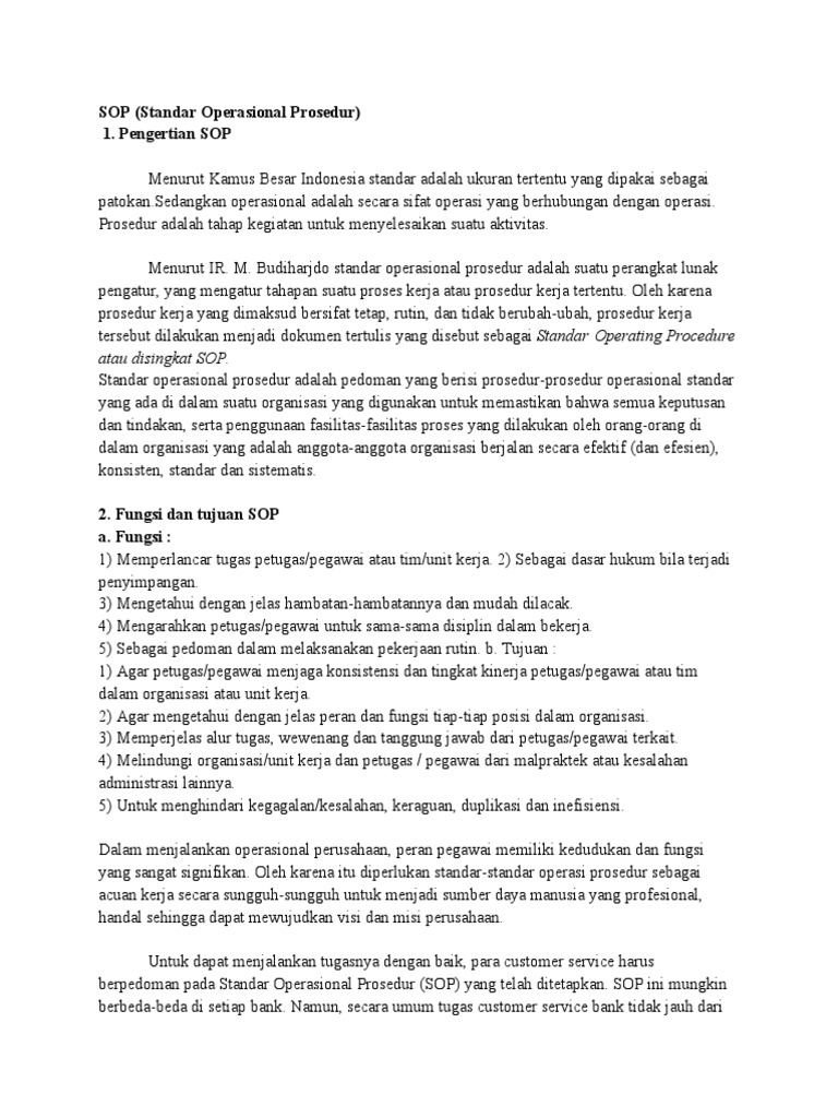 Sop CS Bank Umum | PDF