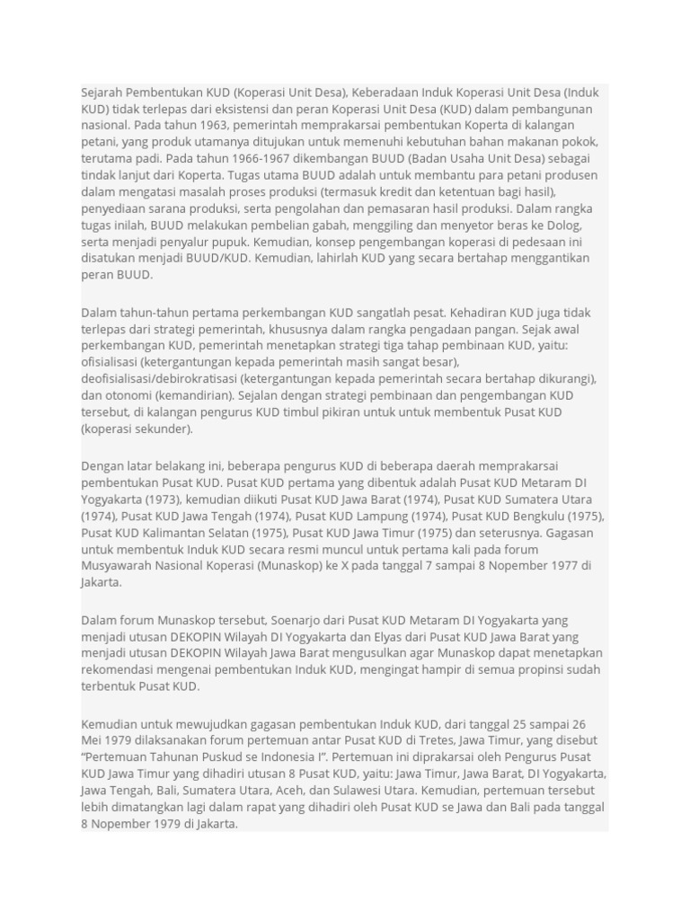 Sejarah Pembentukan Induk KUD | PDF | Politik