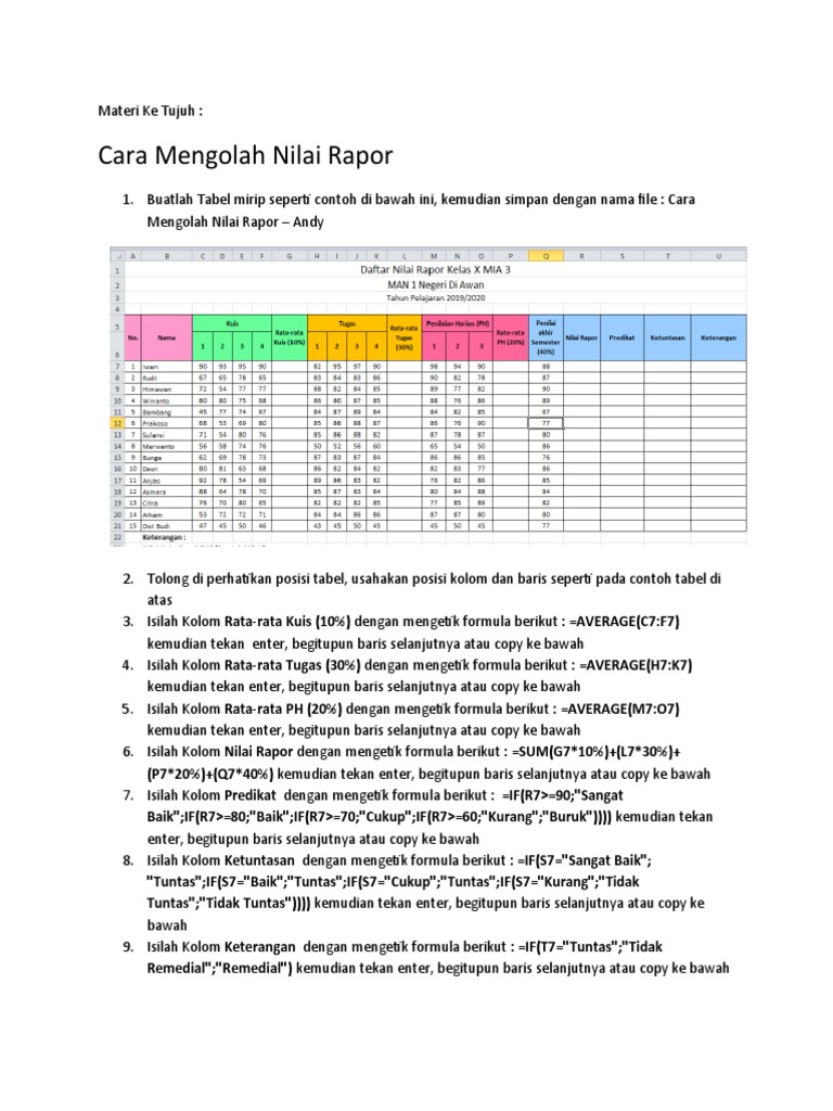 Cara Mengolah Nilai Rapor Excel | PDF | Metode & Bahan Ajar